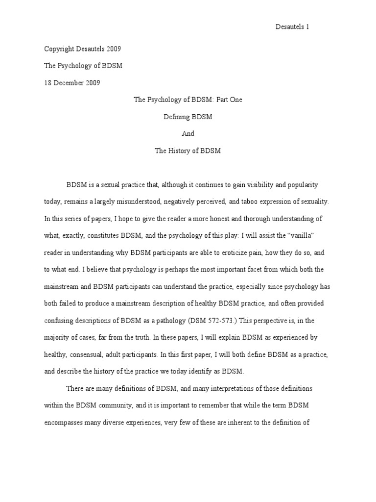 BDSM Definition and History | PDF | Sadomasochism | Bdsm