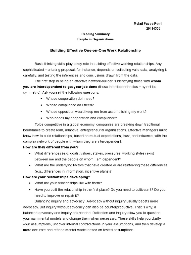 Building Effective Work Relationships | PDF | Career & Growth | Business