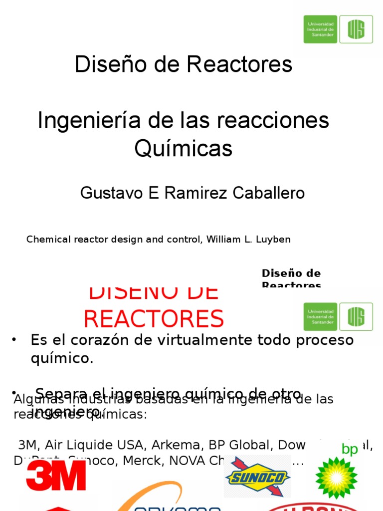 Clase 1 Diseño de Reactores Introduccion 2015 V2 | PDF | Reactor Quimico | Reacciones químicas