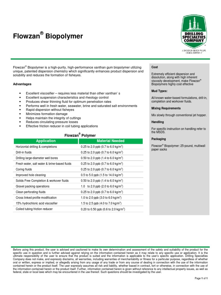 Flowzan Biopolymer Safety Data Sheet | PDF | Applied And ...