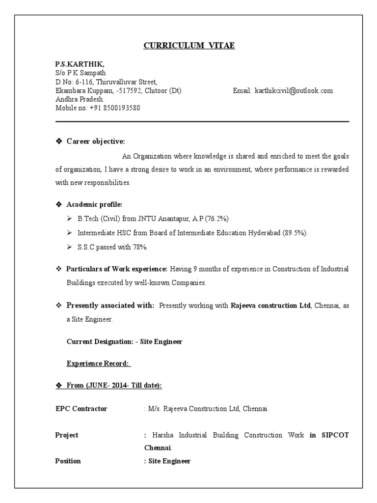 Curriculum Vitae: Career Objective | PDF | Computing And Information Technology | Business