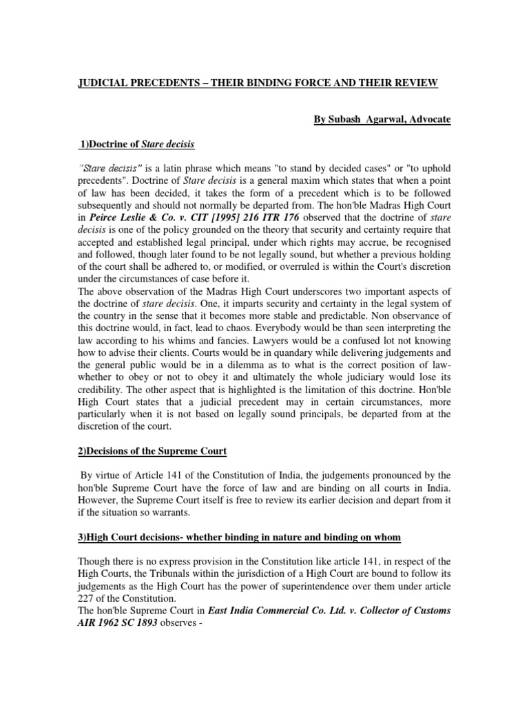 Judicial Precedents - Binding Force | PDF | Precedent | Supreme Courts