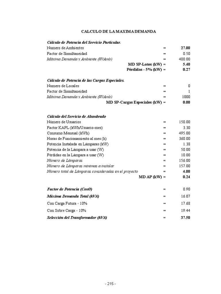 Calculo de Maxima Demanda | PDF