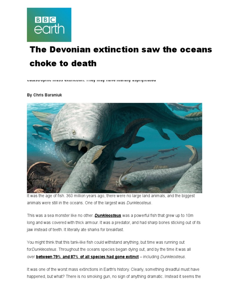The Devonian Mass Extinction | PDF | Extinction | Dead Zone (Ecology)