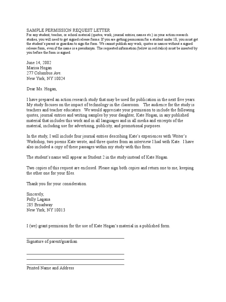 Sample Permission Request Letter | PDF