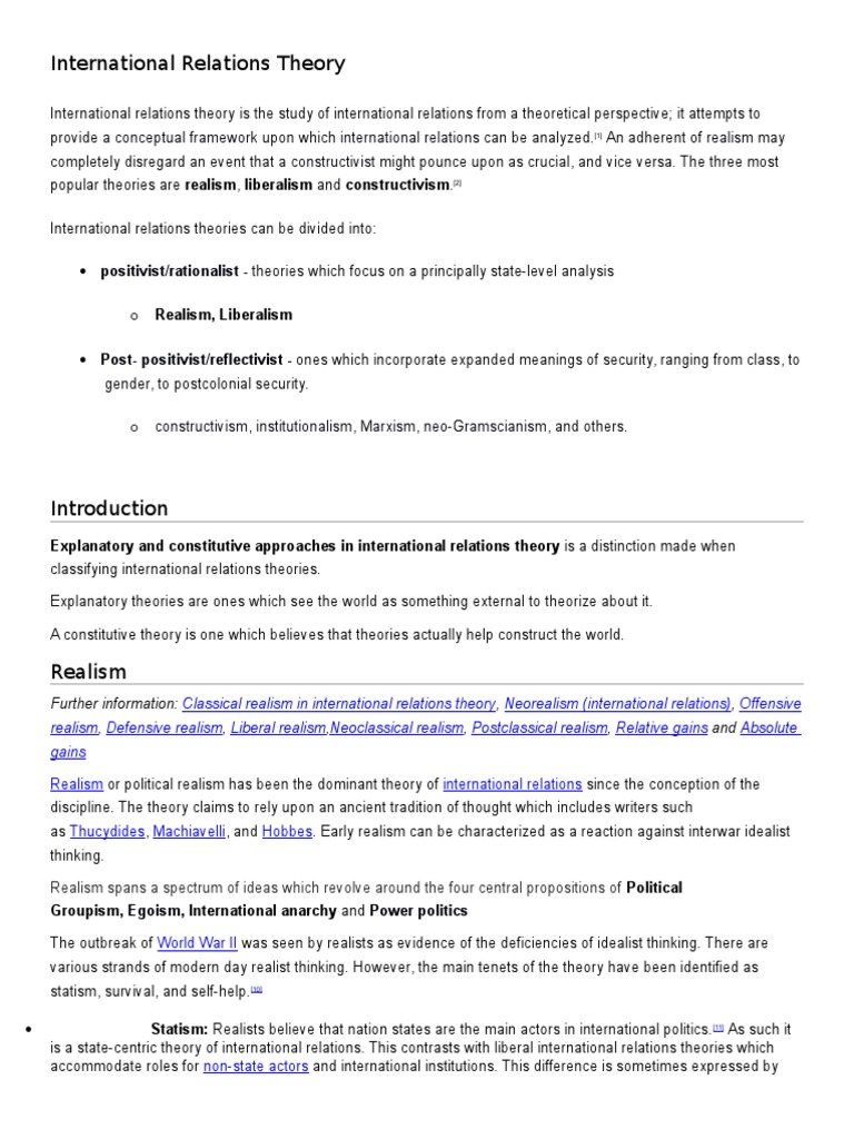 International Relations Theory | PDF | World Systems Theory ...