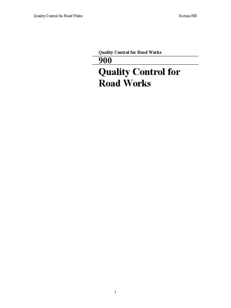 SEC 900 Quality Control For Road | PDF | Road Surface | Construction ...