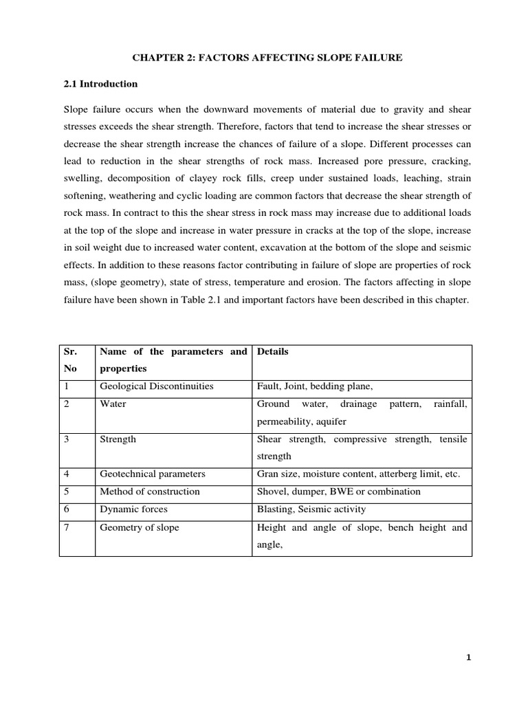 Factors Influencing Slope Stability | PDF | Strength Of Materials ...