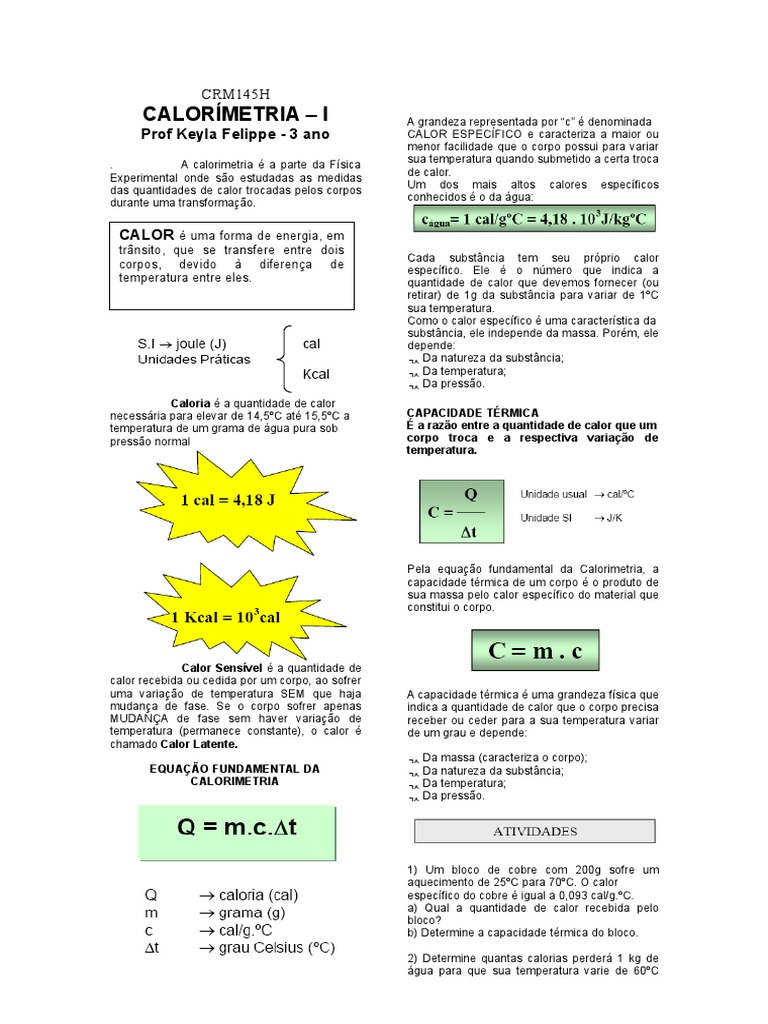 Apostila CALORÍMETRIA | PDF | Convecção | Calor