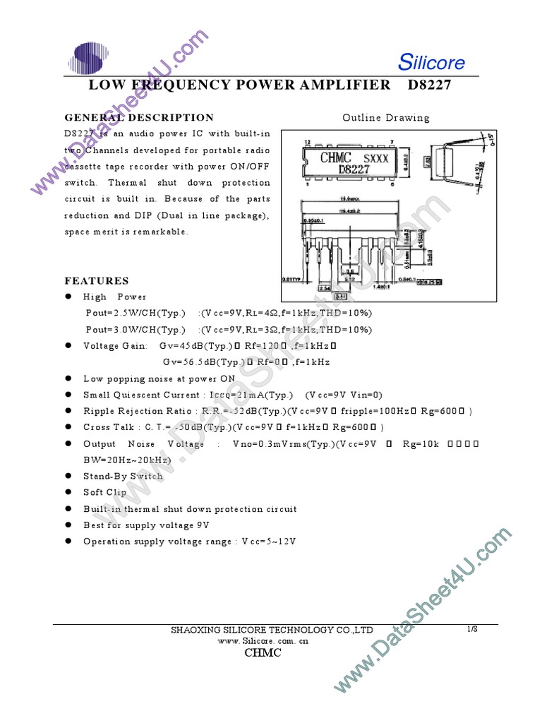 D8227 Low Frequency Power Amplifier | PDF | Capacitor | Electrical ...