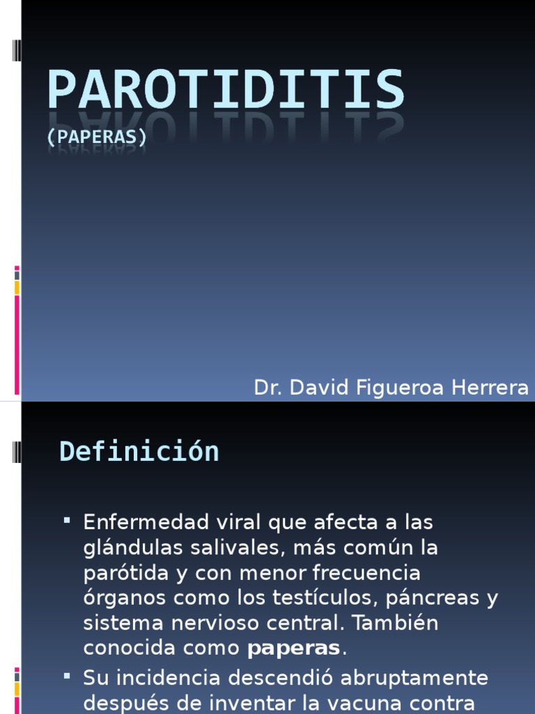 Parotiditis | PDF | Enfermedades y trastornos | Medicina CLINICA