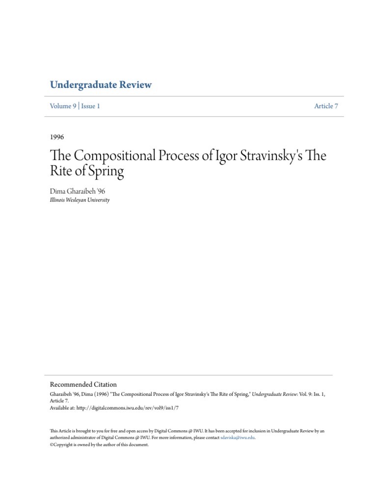 The Compositional Process of Igor Stravinskys The Rite of Spring | PDF ...