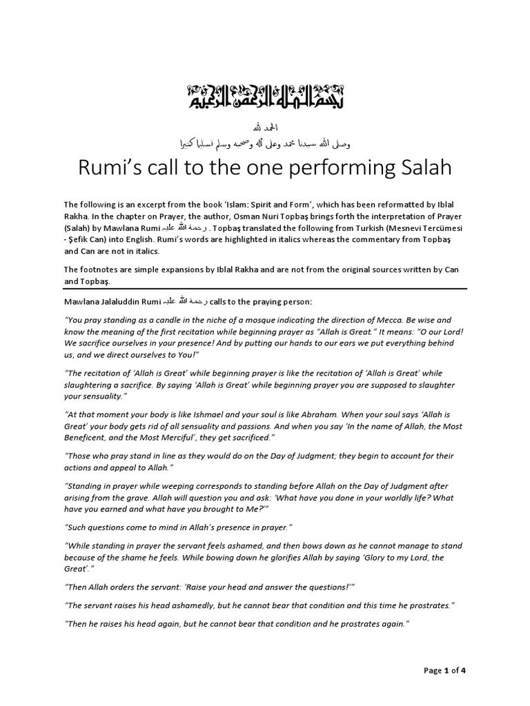 Rumi's Insights on Prayer and Devotion | PDF | Prayer | Abrahamic Religions