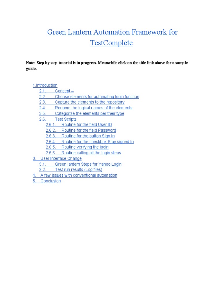 Green Lantern Automation Framework For Testcomplete: Guide | PDF ...