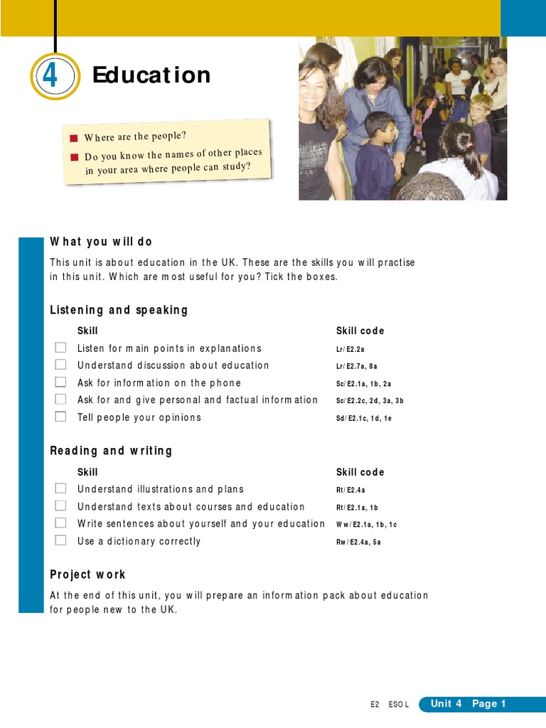 04 - ESOL Entry 2 Unit 4 | PDF