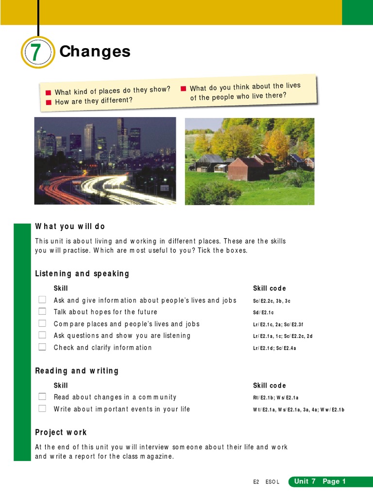 07 - ESOL Entry 2 Unit 7 | PDF | English Language | Semiotics