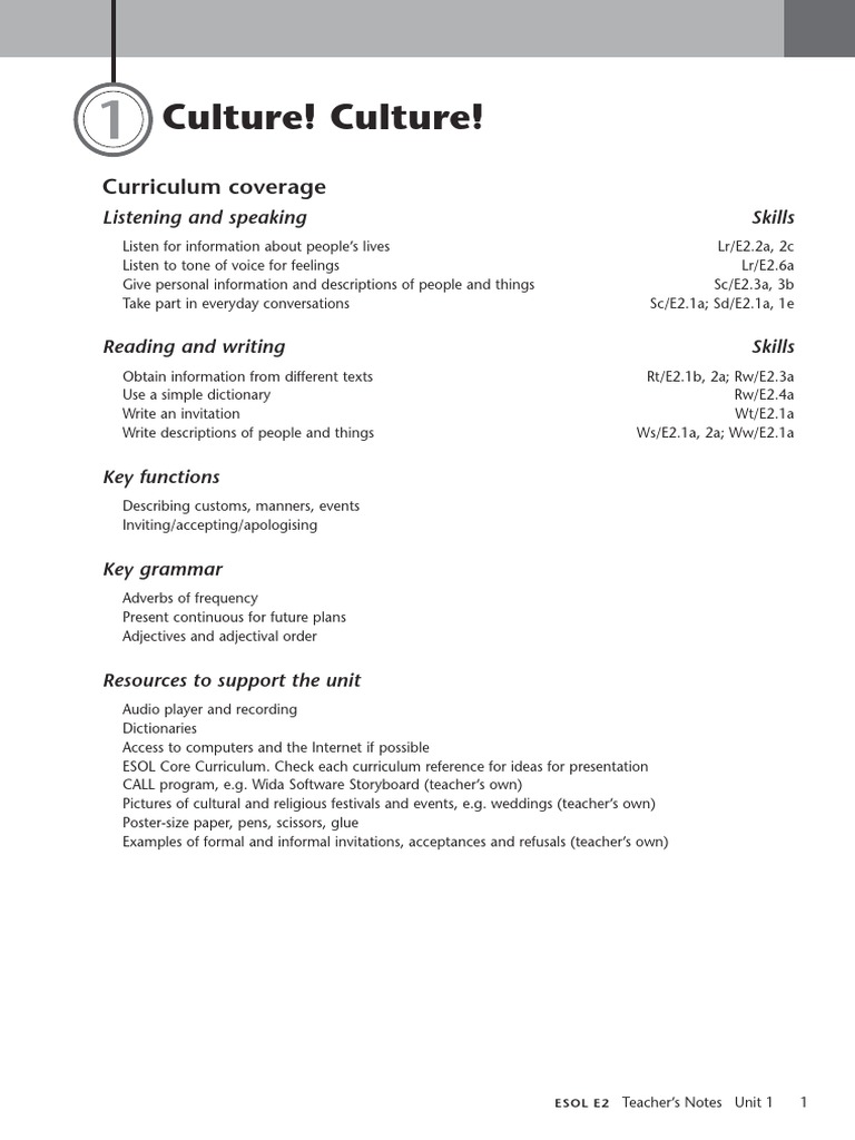 ESOL Entry 2 Teacher's Guide | PDF | Adjective | English As A Second Or ...