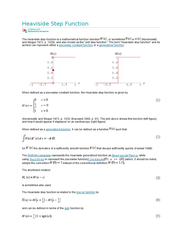 Heaviside Step Function | PDF