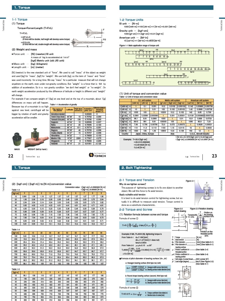 Torque Units and Conversion Guide | PDF | Mass | Screw