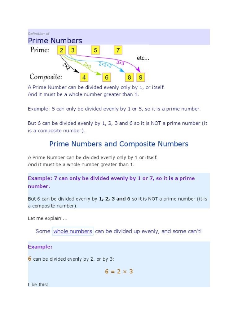 Definition of Prime Numbers | PDF | Prime Number | Numbers