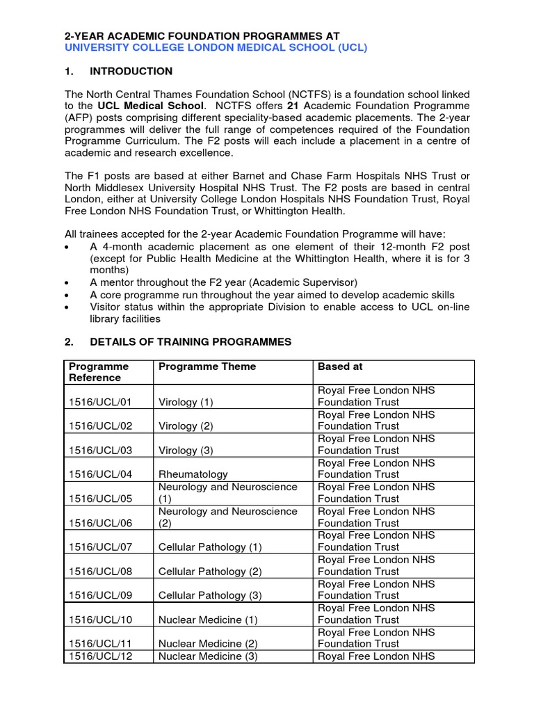 University College London Medical School (Ucl) : 2-Year Academic ...
