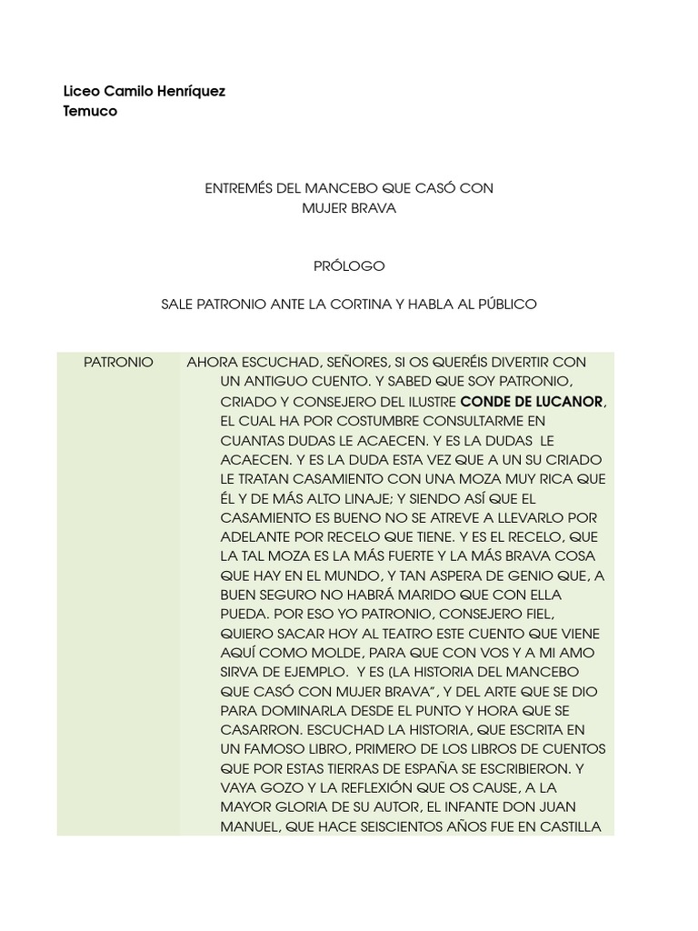 El Mancebo Que Se Casó Con Mujer Brava | PDF