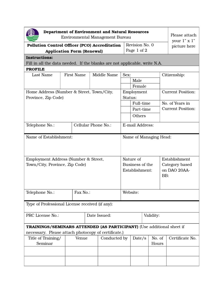 PCO Accreditation Renewal of Application Form | PDF