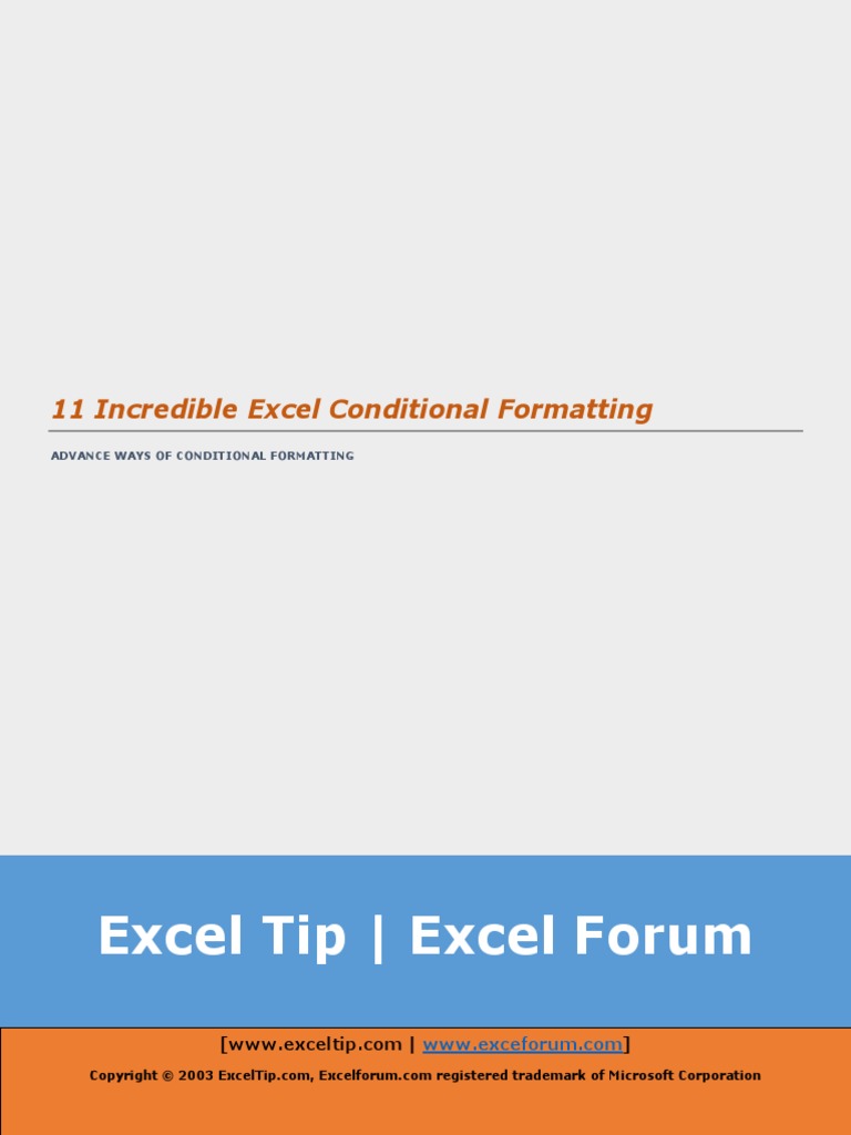 11 Incredible Excel Conditional Formatting Tricks | PDF | Microsoft Excel | Software