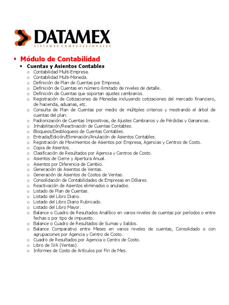 Contabilidad y Gestión de Activos Datamex | PDF | Activo fijo ...