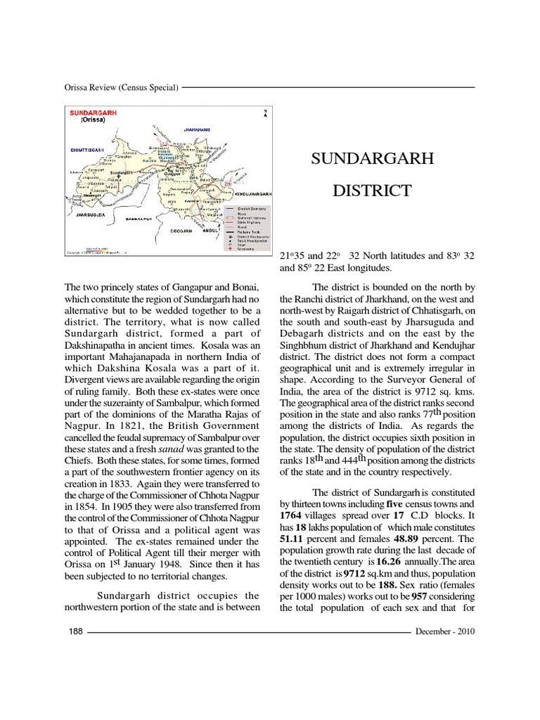 Sundargarh District: Orissa Review (Census Special) | Download Free PDF ...