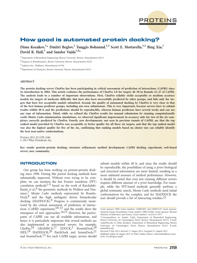 Proteins: How Good Is Automated Protein Docking? | PDF | Docking ...