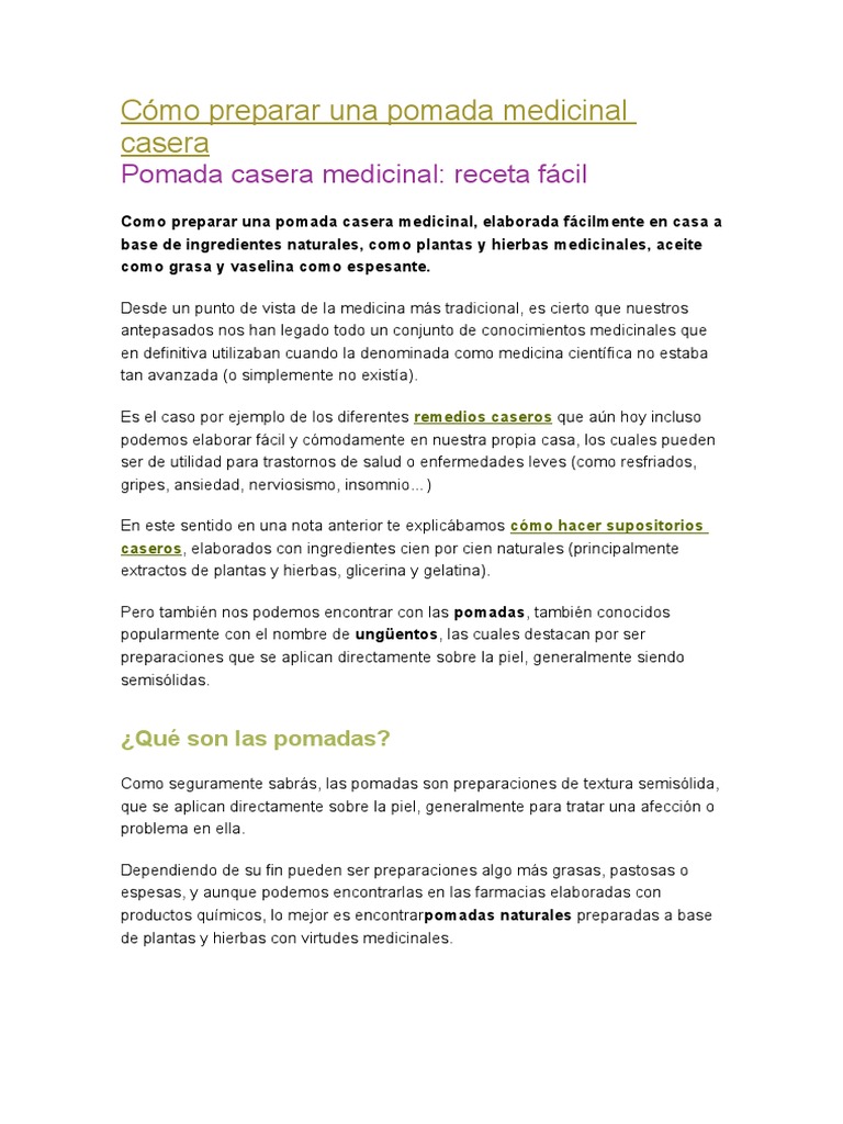 Cómo Preparar Una Pomada Medicinal Casera | PDF | Medicación tópica ...
