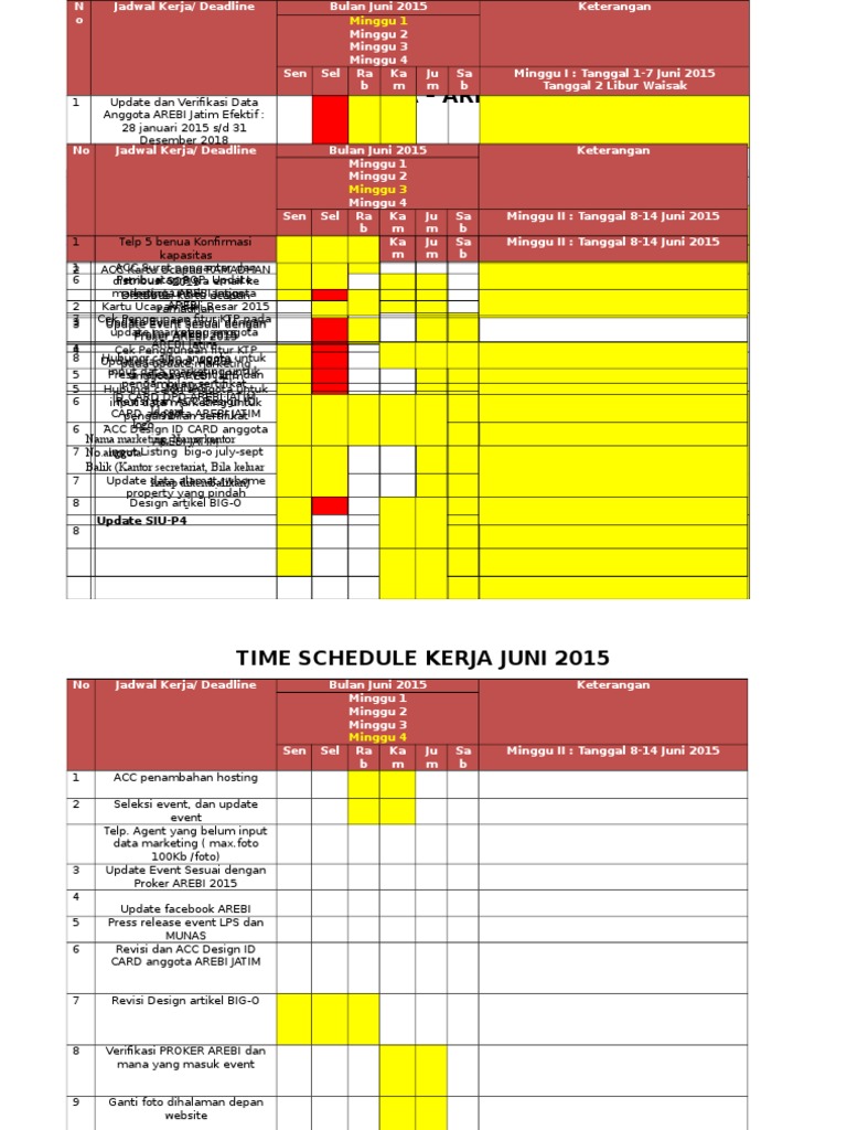 Schedule Kerja M1 | PDF | Karier & Perkembangan | Bisnis