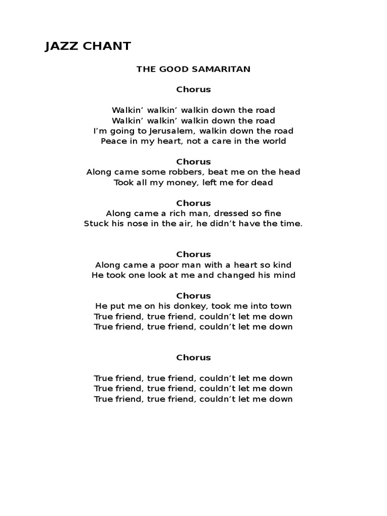 Good Samaritan Jazz Chant Lyrics | PDF | Poetry