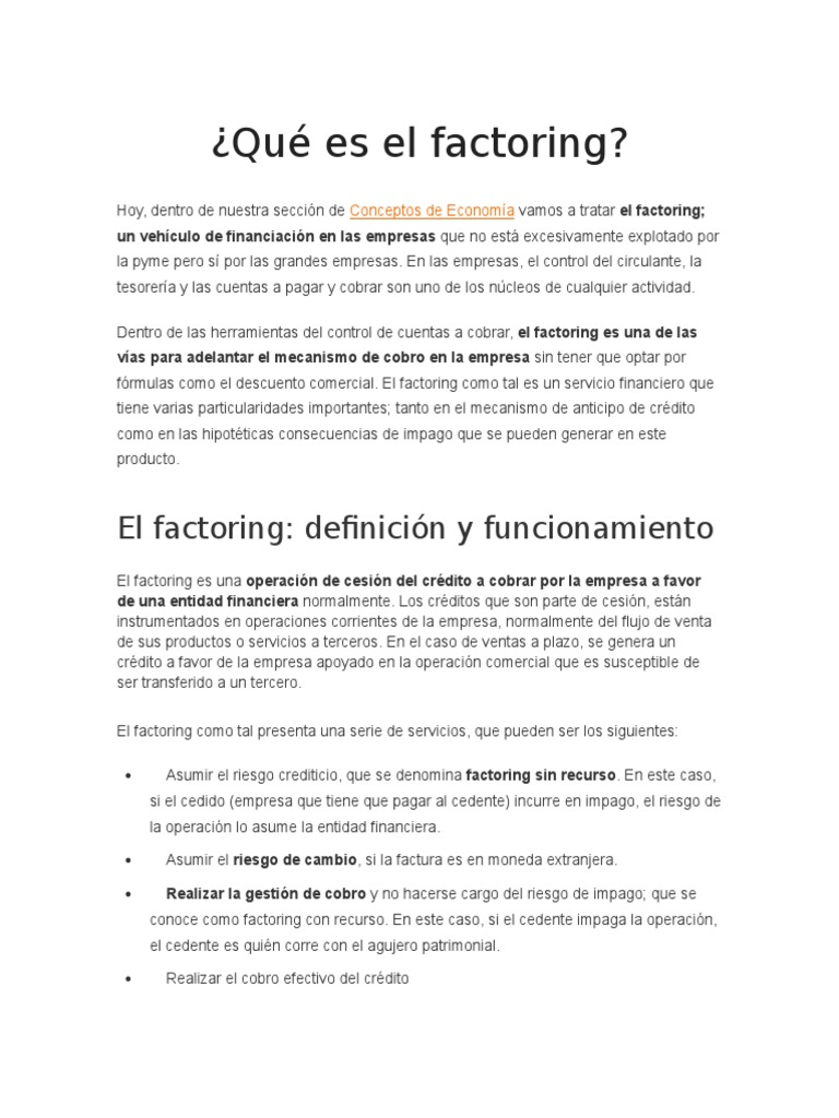 Qué Es El Factoring | PDF | Factoring (Finanzas) | Bancos