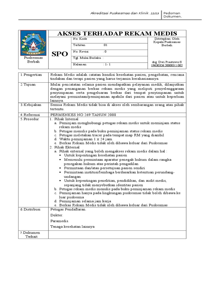 SPO Akses Rekam Medis | PDF