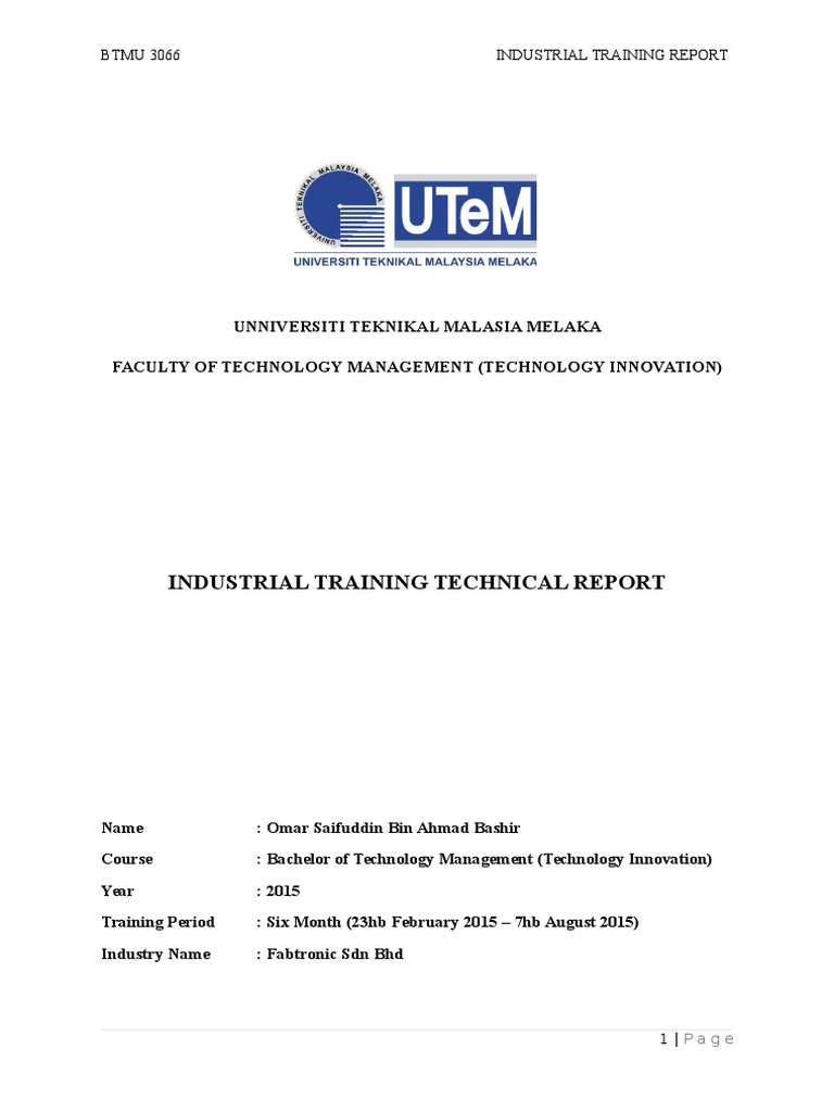 Industrial Training Report | PDF | Recruitment | Internship