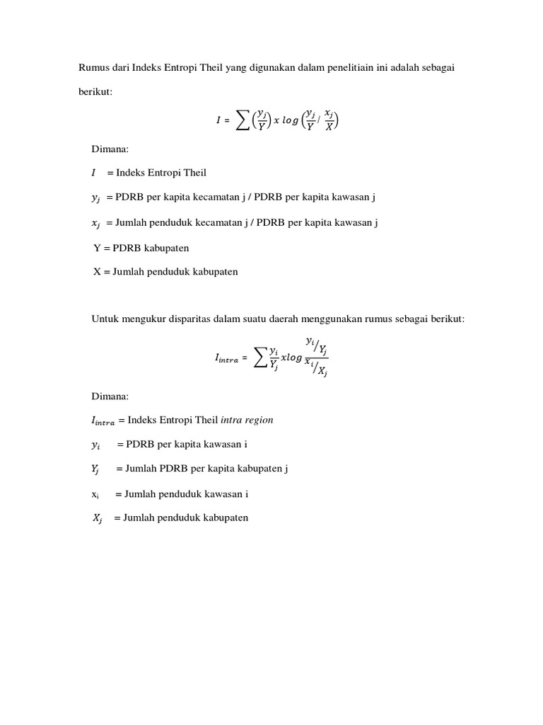 Rumus Dari Indeks Entropi TheiL | PDF