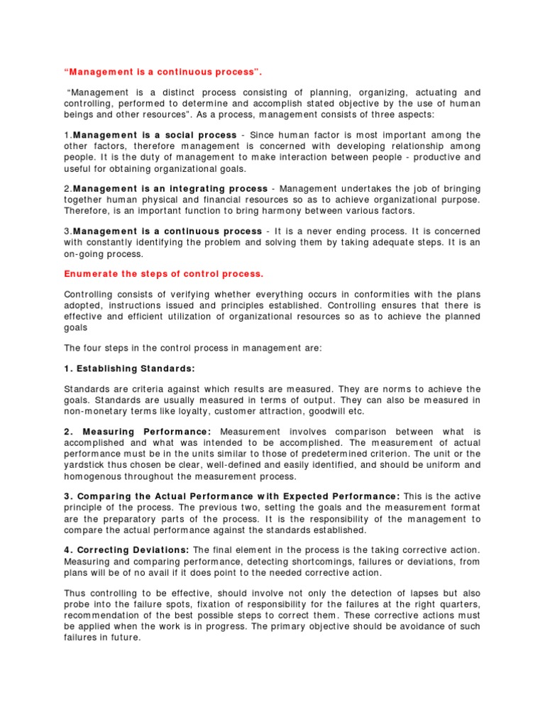 Key Aspects of Management Process | PDF | Leadership | Division Of Labour