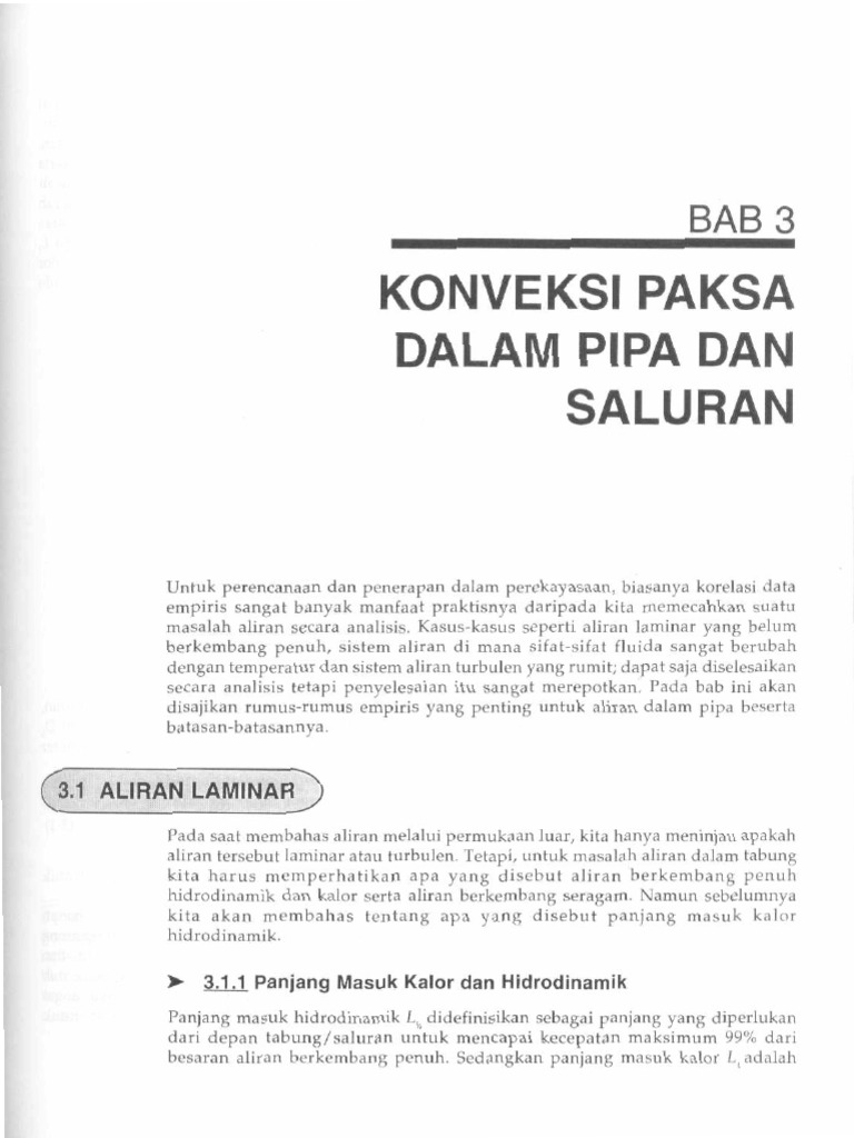 Bab 3 - Konveksi Paksa Dalam Pipa Dan Saluran PDF | PDF