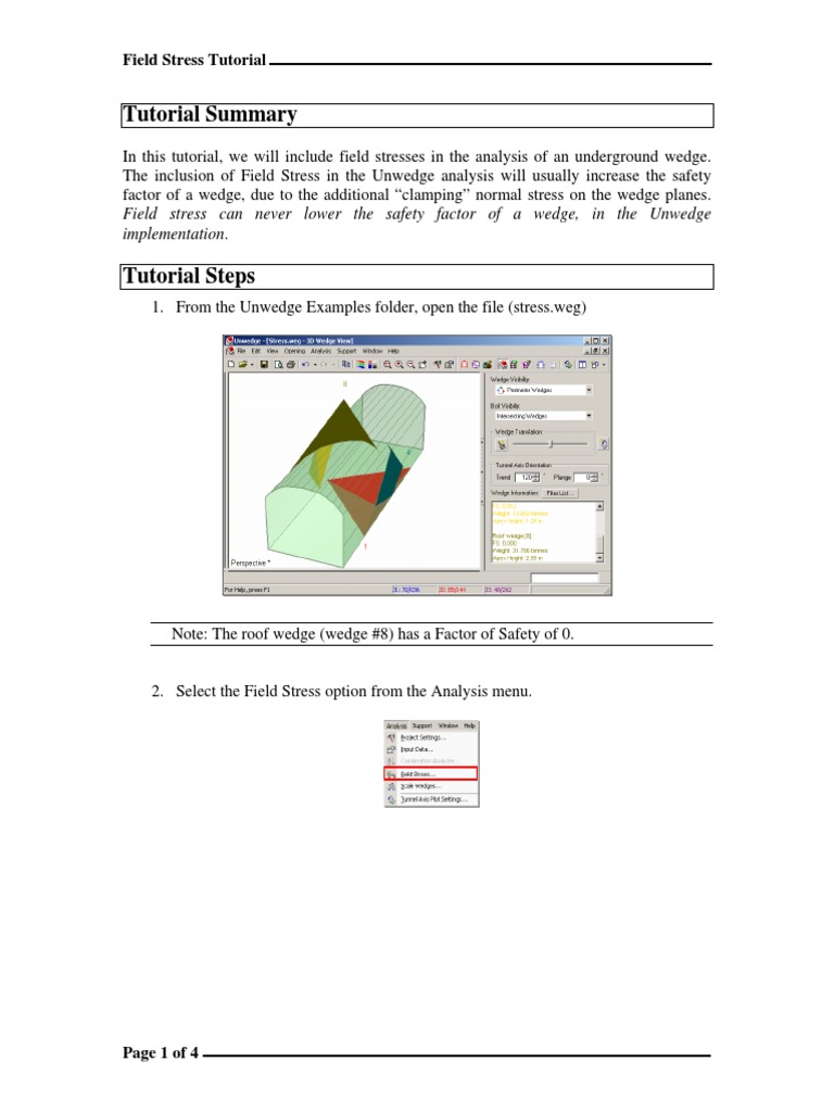 Unwedge Field Stress Analysis Guide | PDF | Technology & Engineering