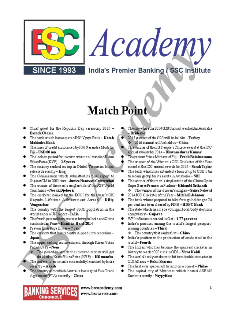 Matching Points November 2014 | PDF | Economy (General)