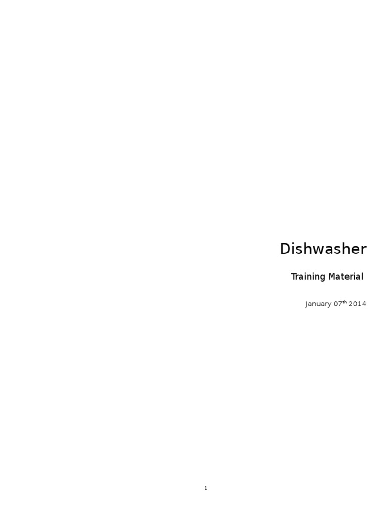 Dishwasher Training Material | PDF | Dishwasher | Valve