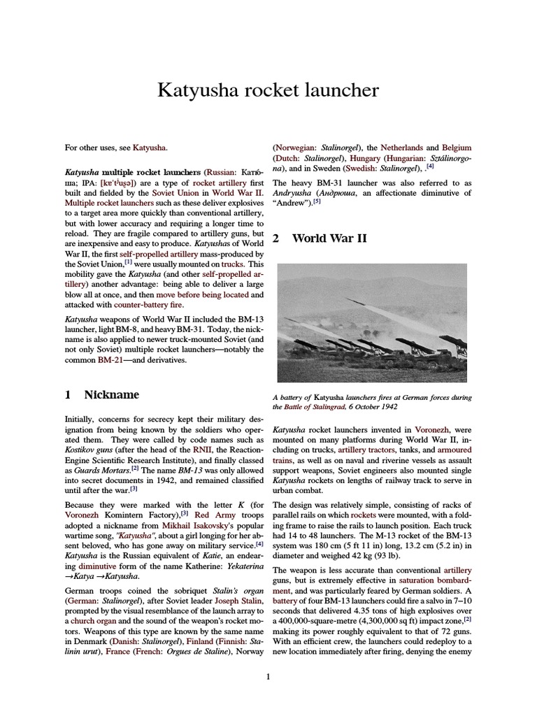 Overview of Katyusha Rocket Launchers | PDF | Ballistics | Military