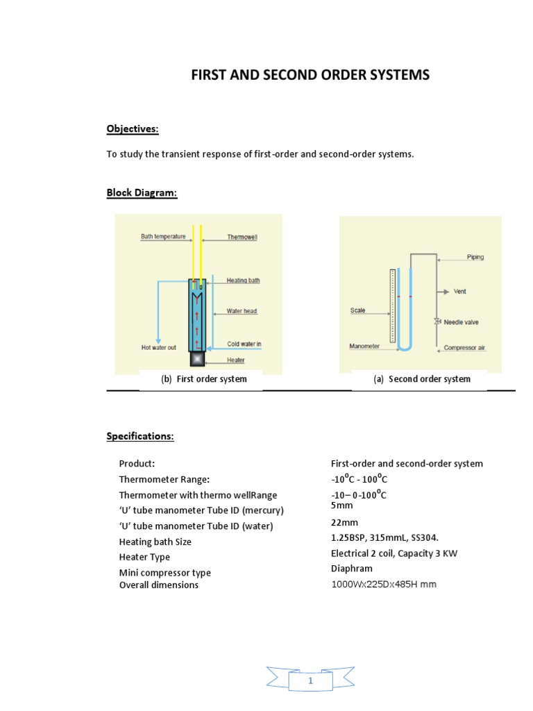 First and Second Order Systems | PDF | Thermometer | Temperature