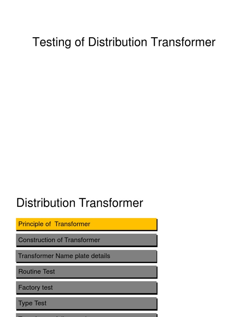 Distribution Transformer Testing | PDF | Transformer | Inductor