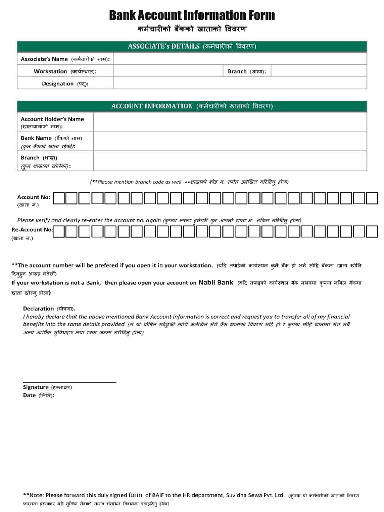 Bank Account Information Form | PDF