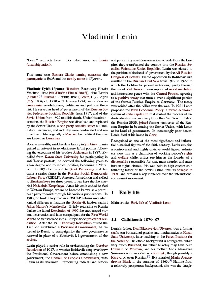 Vladimir Lenin | PDF | Vladimir Lenin | Bolsheviks