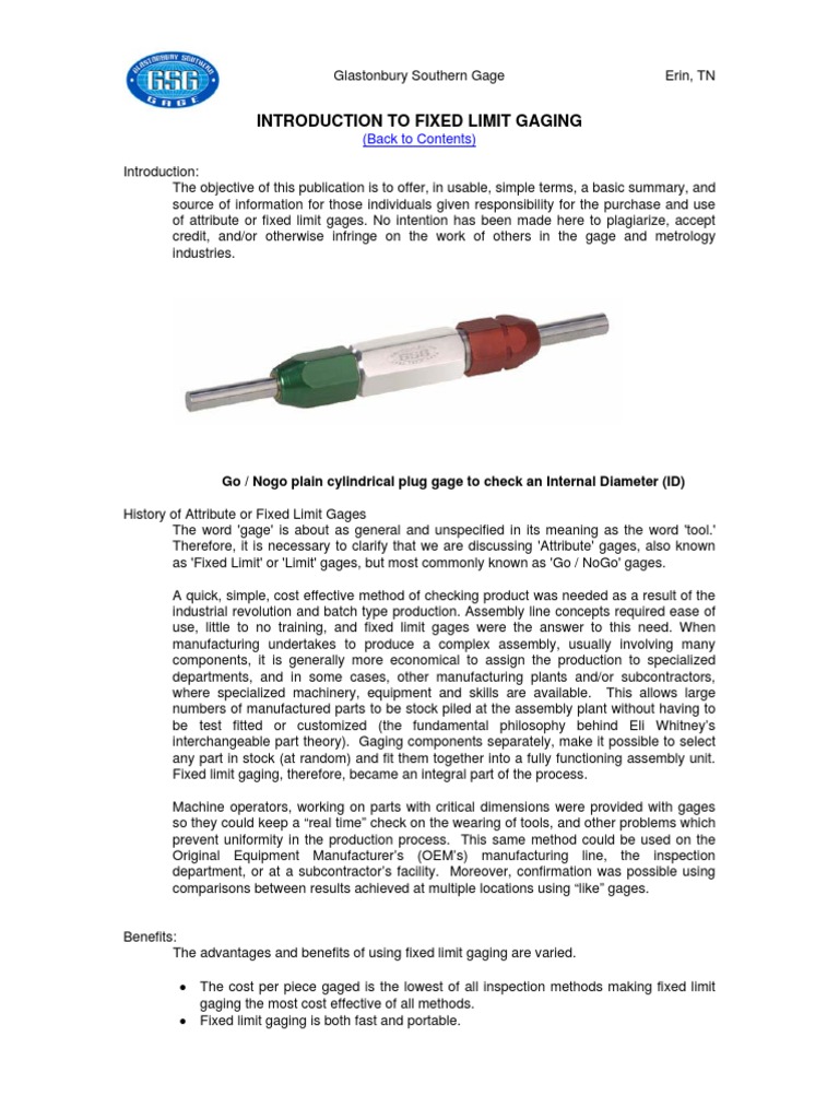1.1 Introduction To Fixed Limit Gaging | PDF | Engineering Tolerance ...