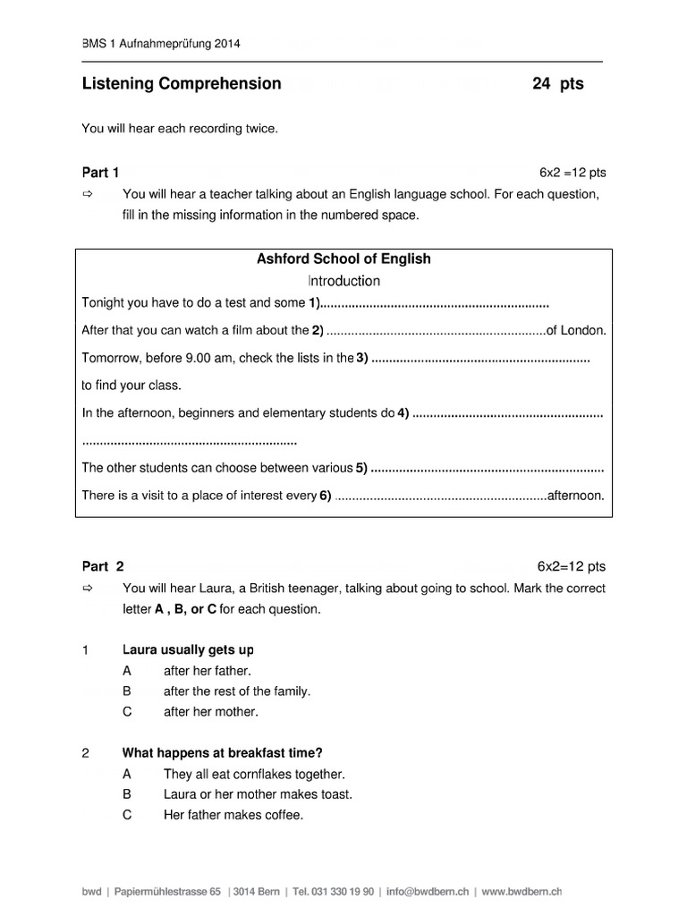 UL English Exam | PDF